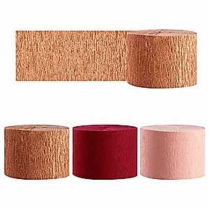 Rose-Gold Pink Burgundy-Red Party-Decorations Streamers - 9 Rolls Valentines Mothers Day Crepe Paper Streamer Garland Birthday Bachelorette Bridal Shower Engagement Wedding Brunch Decoration Panduola