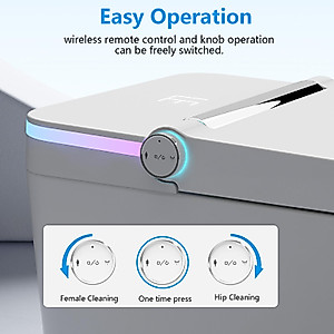 Fefances Smart Toilet with Integrated Bidet Seat - Tankless Design, Auto Lid Open/Close & Flush, Heated Seat for Comfort, Digital Display, Elongated Bowl - Perfect for Modern Bathrooms，White