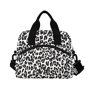 Black And White Leopard Lunch Tote Bags for Women Leakproof Lunch Bag lunch Box Lunch Cooler Bag(6te6b)