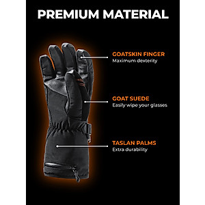 ORORO Heated Gloves for Men and Women, Rechargeable Electric Gloves for Hiking, Skiing, Motorcycle (Black,M)