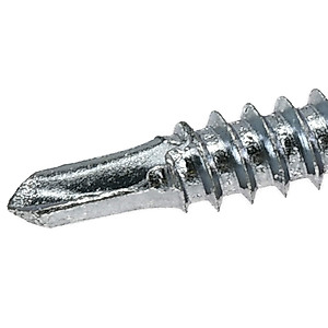 Power Pro Premium Self-Drilling Metal Screws, Zinc Plated Steel, Hex Washer Head Metal to Metal Winged Point Screws, Silver, ¼ x 1-½ inches, Box of 37 Screws