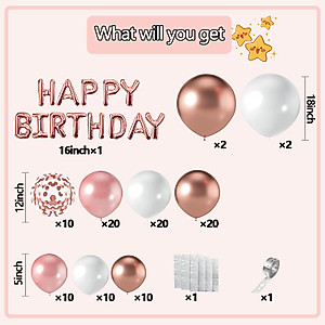 Rose Gold Balloon Garland Kit,104pcs Rose Gold White Balloon Arch Rose Gold White Confetti Latex Balloons For Women Girls Birthday Wedding Baby Shower Graduation Bachelorette Party Decorations
