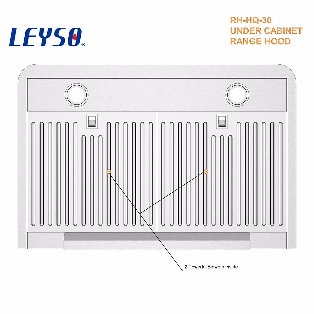 Leyso Simple Under Cabinet Stainless Steel Range Hood, Digital 4-Speed Control, 900 CFM, 2 LED Lights, Baffle Filters (30")