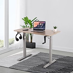 UNICOO Crank Standing Desk, Height Adjustable Sit to Stand Up Desk,Home Office Table, Computer Table, Portable Writing Desk (Black Walnut Top/Black Frame - NTCSET-01-BWB)