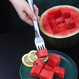 Watermelon Slicer Cutter, 2-in-1 Watermelon Fork Slicer Cutter, Stainless Steel Fruit Cutter for Home Party Camping Cool Summer Kitchen Gadgets (B)