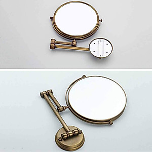 KARAOT Wall-Mounted Makeup Mirror, Shaving Mirror 3X Magnification, Normal Double-Sided Round Bathroom Vanity Mirror Swivel, Extendable and Folding, 360° Free Rotation, for Shaving, Makeup