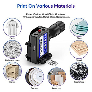 TIKTONER 127T1 Handheld Inkjet Printer 4.3 Inch Touch Screen Quick-Drying Ink Cartridge Inkjet Coding Portable Handheld Printer for Barcode Batch Number Code Date Label Logo QRCode (25 Languages)