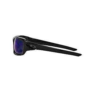 Oakley Men's OO9236 Valve Rectangular Sunglasses, Polished Black/Deep Blue Polarized, 60 mm