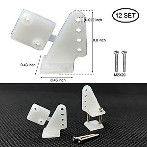 12Sets Nylon Control Horns L11×W11×H20mm 4 Holes Positions for RC Plane Airplane Scale Model DIY Parts Accessories with M2x20mm Screw