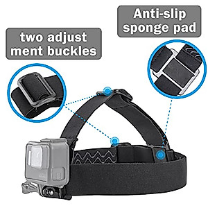 Haoyou Head Strap Mount with Storage Bag, Compatible with Gopro Hero 11/10/9/8/7/6/5/4/3+/3/Session/Hero 2018/Akaso/DJI Osmo and More Action Cameras