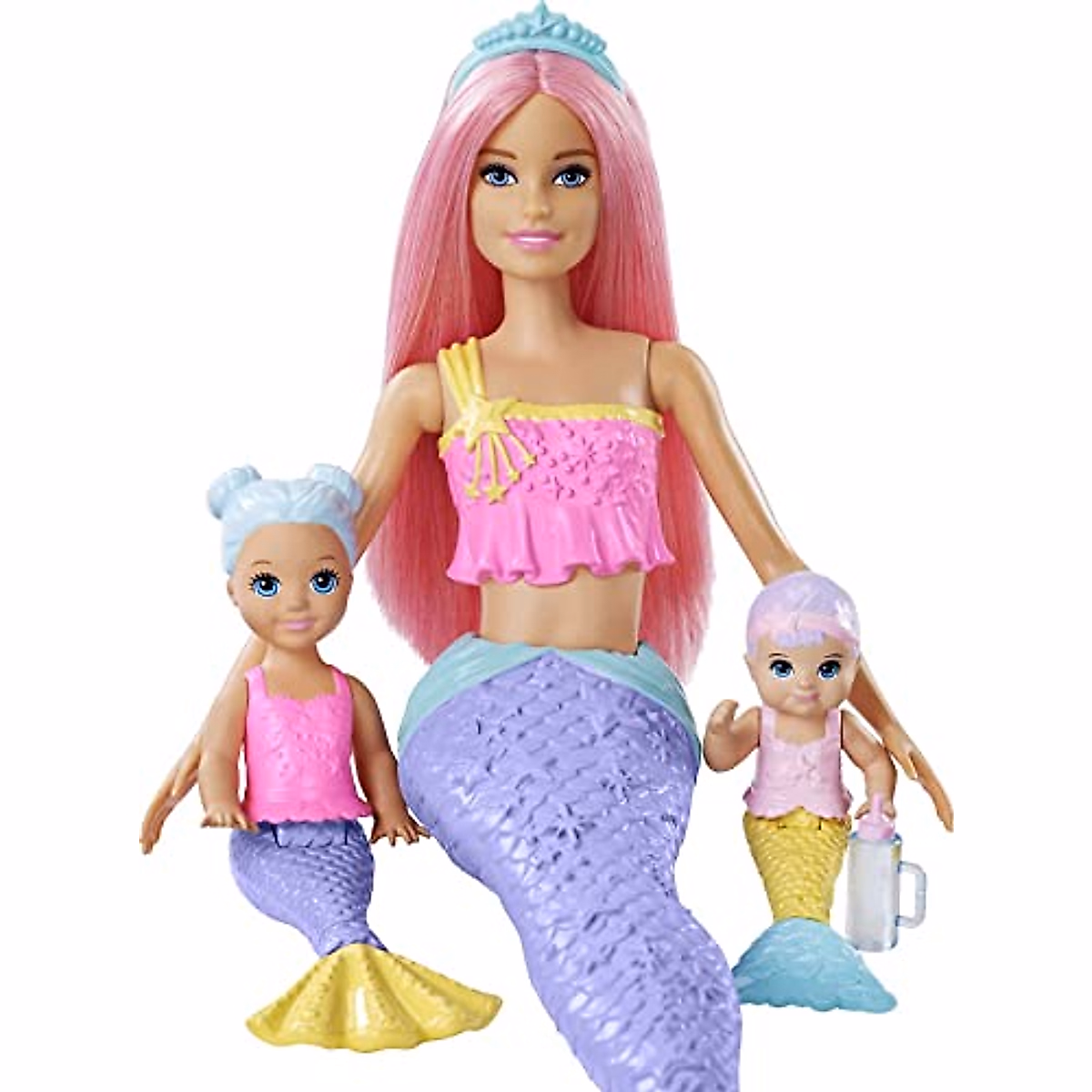 Barbie Dreamtopia Mermaid Nursery Playset with Barbie Mermaid Doll, Toddler and Baby Mermaid Dolls, Slide and Accessories, Gift for 3 to 7 Year Olds