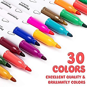 Permanent Markers, 30 Colored Fine Point Permanent Marker Pens, Works On Paper, Glass, Metal, Ceramics