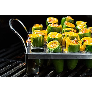 BBQ-Aid Jalapeno Poppers Grill Rack with Handles - Jalapeno Popper Holder for Grill - Easy to Pick Up - Chicken Legs & Wings or Chili - 36 Capacity Racks- BBQ Grill and Smoker Accessories