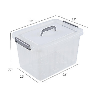 Xeabia 12 Quart Clear Storage Latch Box with Handles, Plastic Organizing Bin with Lid, 6 Packs