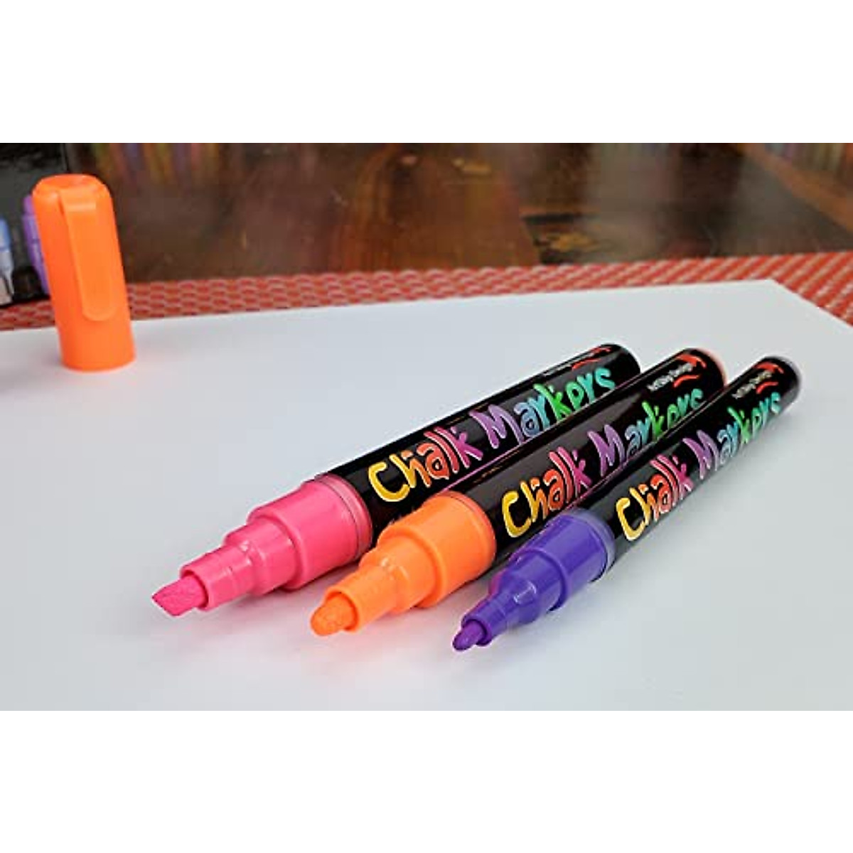 18 Classic Neon Chalk Markers Double Pack of Both Fine and Reversible Medium Tip Liquid Chalk Pens Wet Erasable - Menu Boards, Glass, Windows, White Boards, Classrooms, Mirrors, Chalk Boards, Plastic