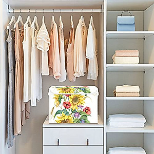 innewgogo Sunflower Storage Bins with Lids for Organizing Foldable Storage Box With Lid with Handles Oxford Cloth Storage Cube Box for Dog Toys