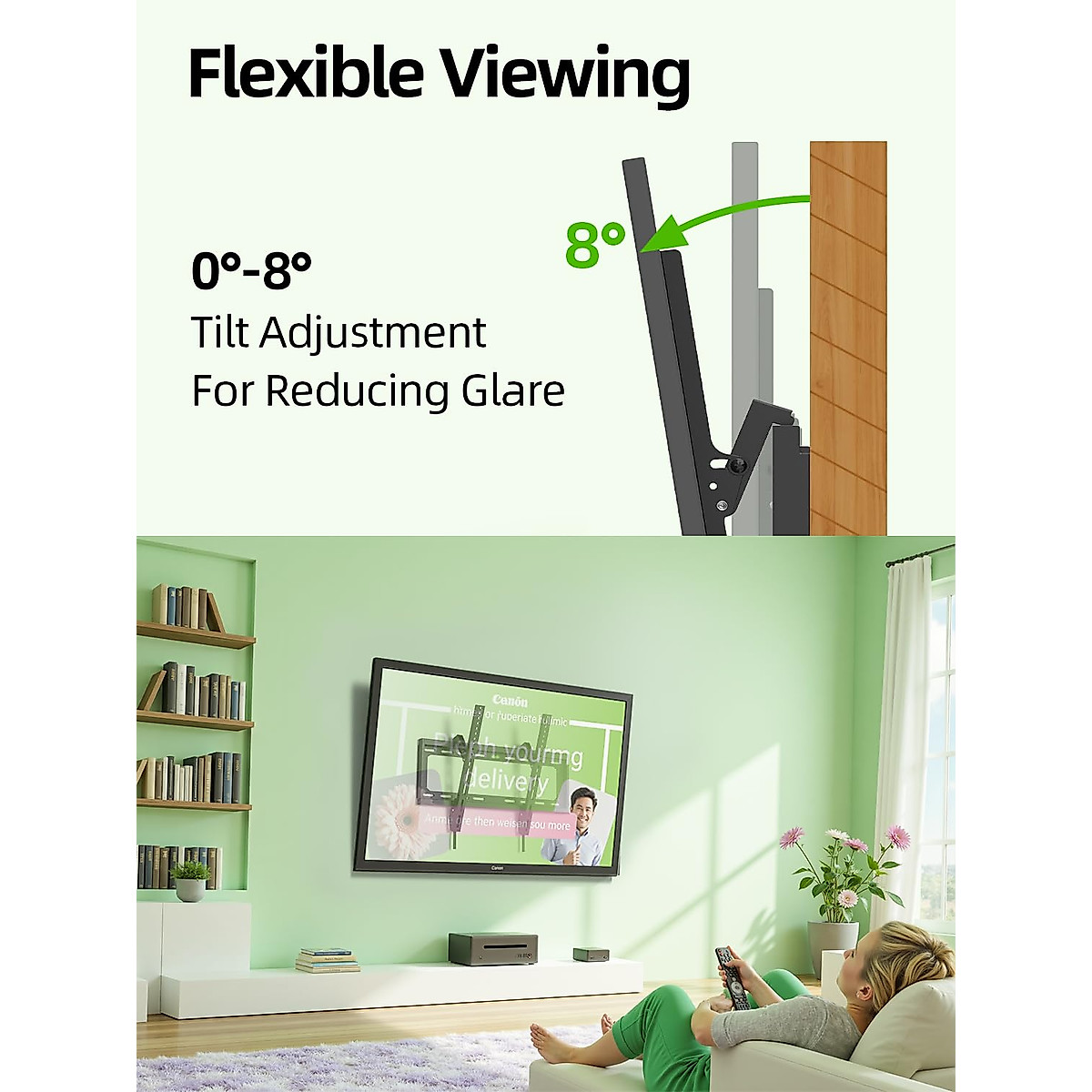 Tilting TV Wall Mount Low Profile for Most 26-55" Flat Screen LED, LCD, Curved TVs, Tilt TV Mount Bracket VESA 400x400mm- Holds Up to 99lbs, Easily Lock and Release to Mount on 12" or 16" Stud