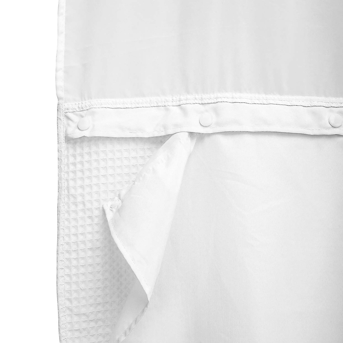 Barossa Design Fabric Snap-in Shower Curtain Liner Replacement 70" x 54" - Hotel Style, Removable & Machine Washable, Water-Repellent - White, 70x54