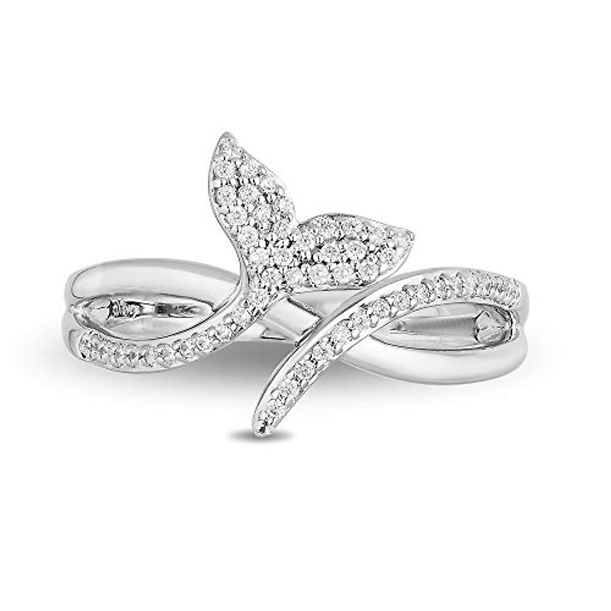 Jewelili Enchanted Disney Fine Jewelry Sterling Silver 1/7 Cttw Diamond Ariel Ring size 5