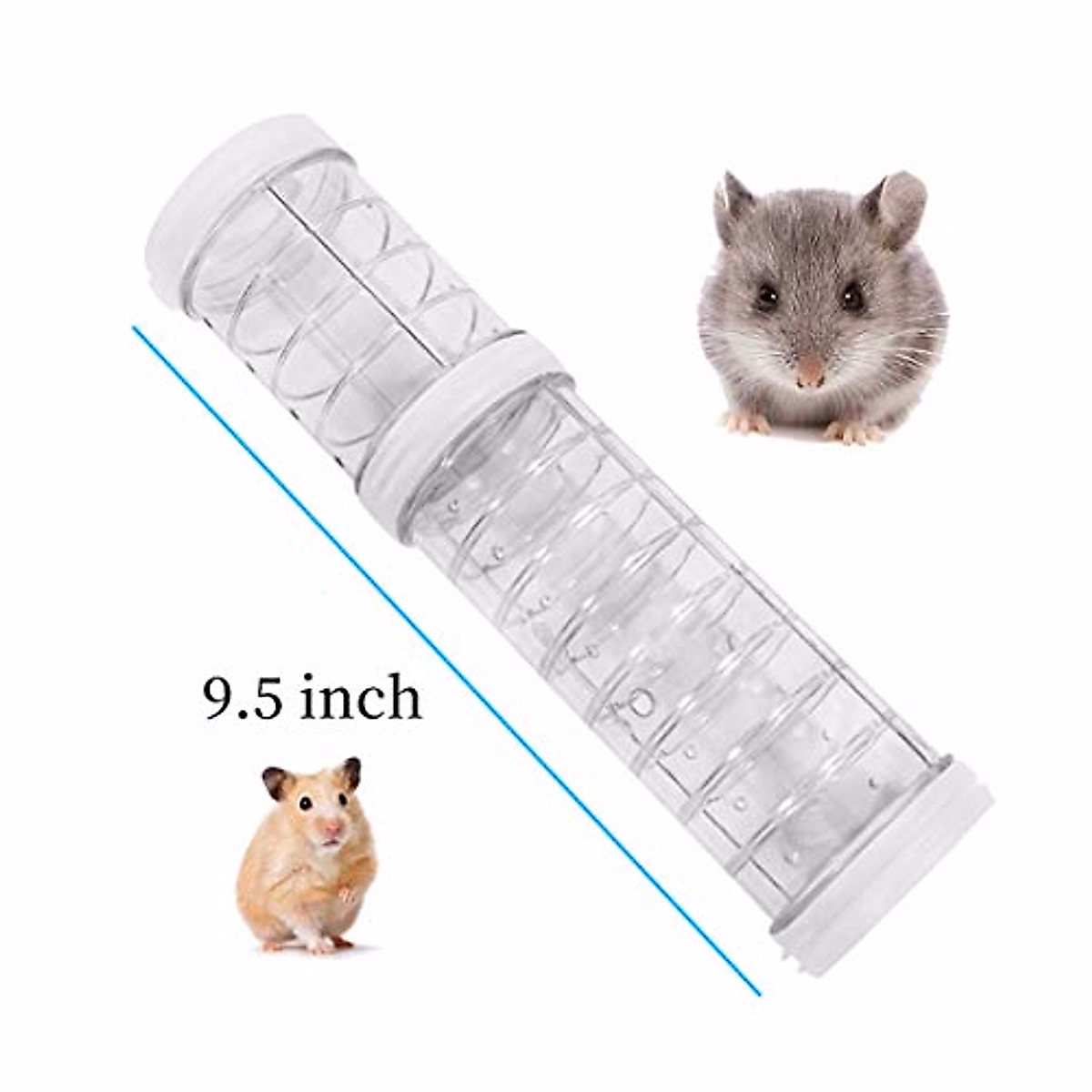 WishLotus Hamster Tubes with 2 Pipe Connection Plates, Adventure External Pipe Set Creative Transparent DIY Connection Tunnel Track to Expand Space Hamster Cage Accessories Hamster Toys (Clear)