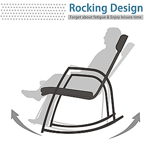 ARTLOFT 3 Piece Rocking Chairs Wicker Outdoor Patio Furniture Set Balcony Chairs Conversation Sets with Coffee Table for Porch, Garden, Backyard, Deck (Beige)