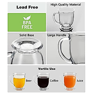 SZUAH 15 OZ Clear Coffee Mug, Clear Mugs, (6 Pack) Glass Coffee Mugs with Handles Glass Mugs for Hot Beverages, Perfect for Coffe Latte Cappuccino Beer Juice, Microwave, Dishwasher Safe