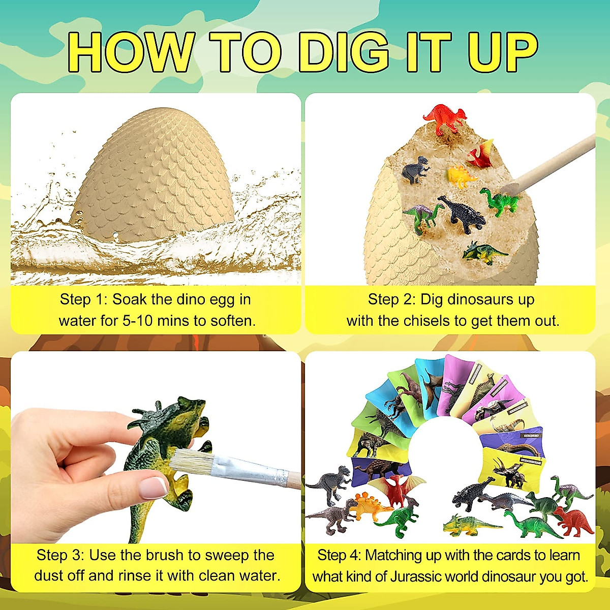 EARTH'SCODE Jumbo Dino Egg Excavation Dig Kit, Archeology Educational Science STEM Toy, Crafts Gift for Kids