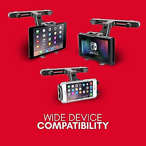 Macally Car Headrest Tablet Holder, Adjustable iPad Car Mount for Kids in Backseat, Compatible with Devices Such as iPad Pro Air Mini, Galaxy Tabs, And 7" to 10" Tablets and Cell Phones - Black