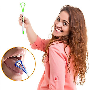 SenseYo Colorful 6 Pcs 100% BPA Free Tongue Scraper Cleaner Universal for Adults Kids for Reducing Bad Breath Keeping Oral Health