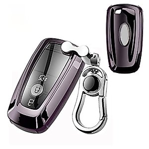 K LAKEY Ford Car Key Fob Cover,Compatible with Ford F-150 F-250 F-350 Ecosport Edge Explorer Fusion Mustang (Sleek Bright black)