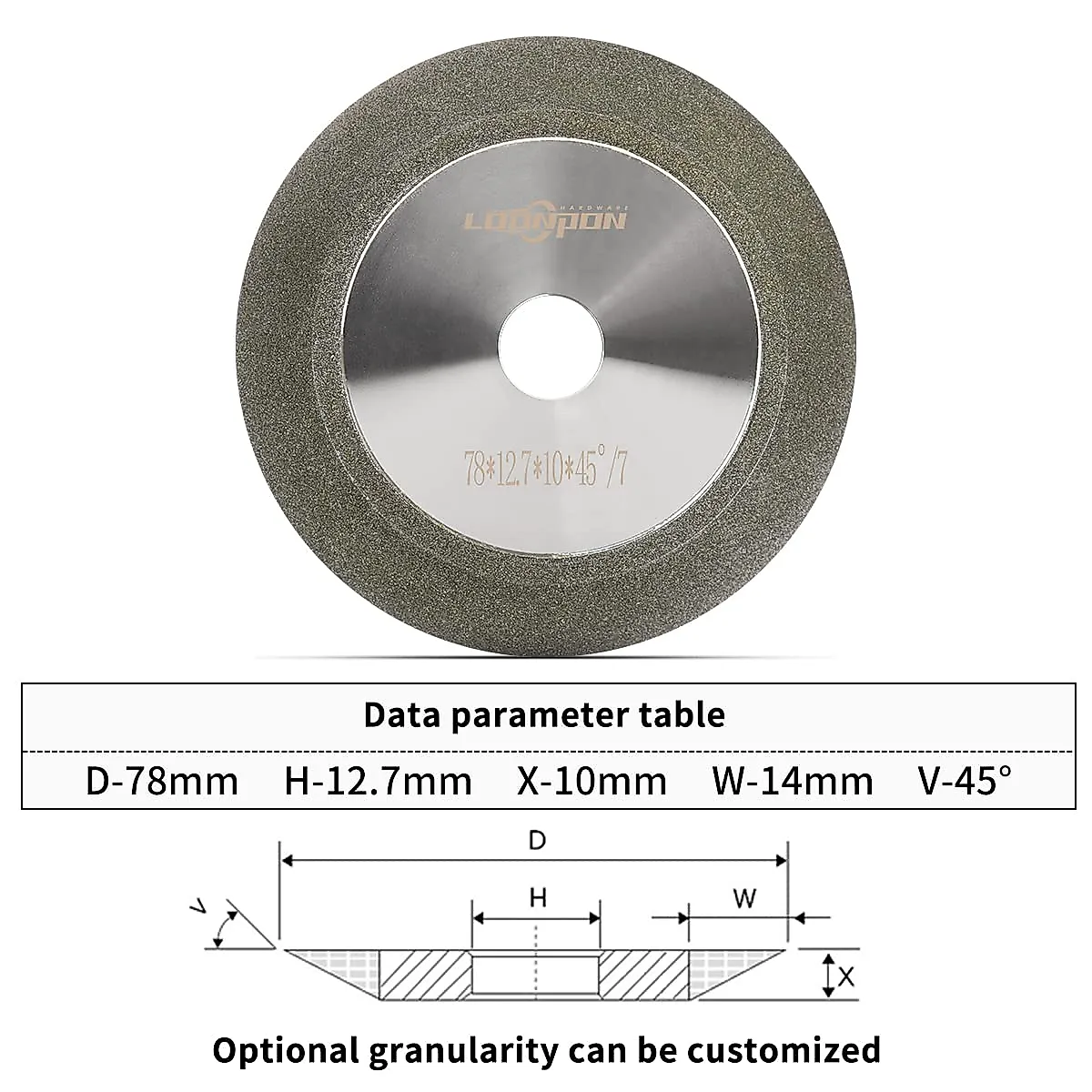 3 Inch 150 Grit Diamond Grinding Wheel Cutter Grinder Tool with 1/2" Bore for Grinding Hard Alloy, Glass, Tiles and Ceramics 78x12.7x10x15mm 1Pc