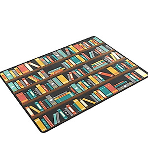 ALAZA Vintage Library Bookshelf Bookworm Area Rug Rugs for Living Room Bedroom 7' x 5'