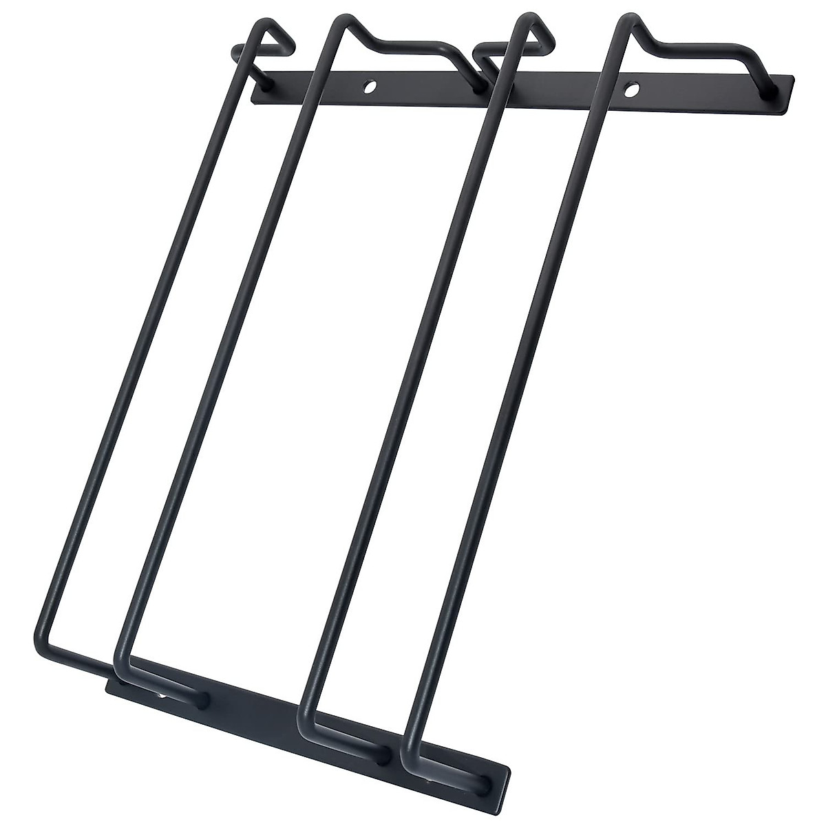 zoohot 9.64-Inch Under Cabinet Wine Glass Rack Stemware Holder Glasses Storage Hanger Metal Organizer for Bar Kitchen Black(2 Row)