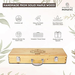 Engrave My Memories Grill Accessories, BBQ Grilling Tools Set, Portable 11-Piece Barbeque Utensils, Custom Gifts for Men (BBQ)