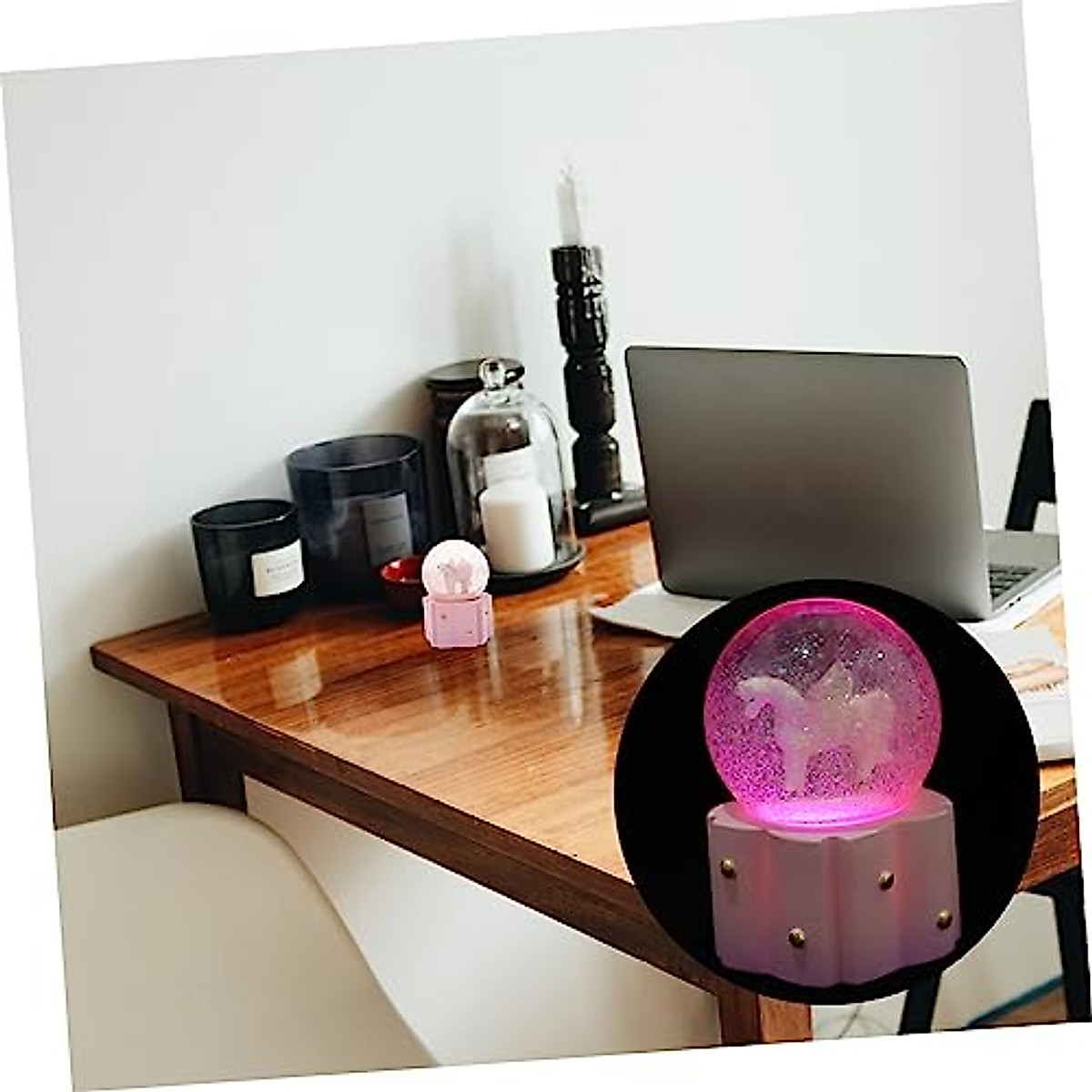 VOSAREA Unicorn Crystal Ball Kid Gifts Kids Gifts Dining Table Decor Kids Snow Dome Snow Globe Ornament Collectible Snow Globe Glowing Ball Decorative Handicraft Unicorn Globe Gift Doll 3D