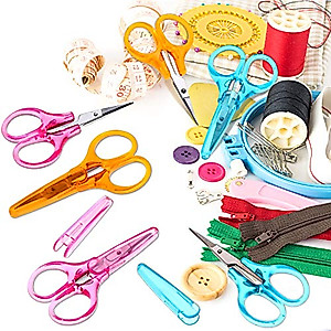 Detail Craft Scissors Set Stainless Steel Scissors Straight Tip Scissors Curved Tip Scissors with Protective Cover for Facial Hair Trimming, Sewing, Crafting, DIY Projects (6 Pieces)