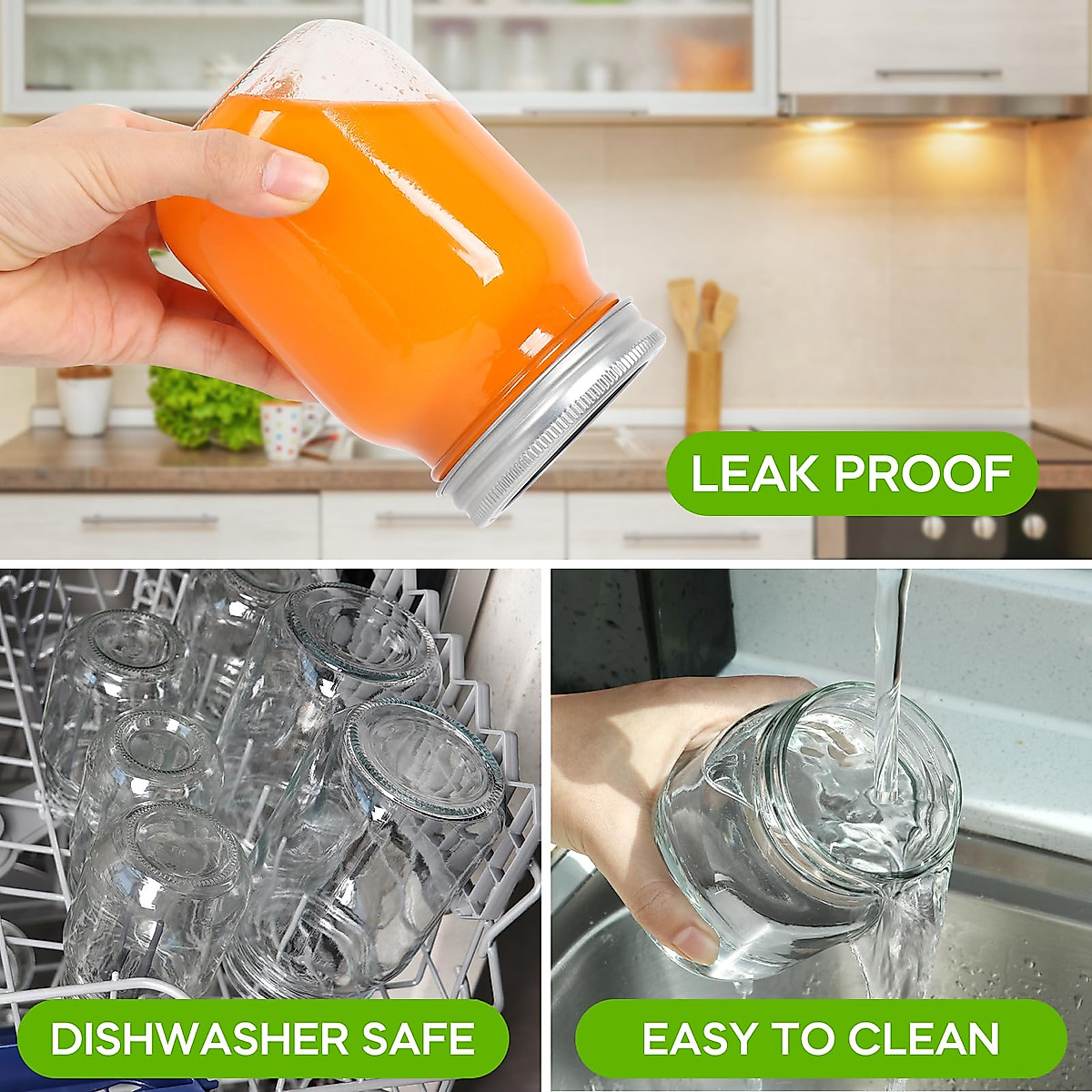 Mcupper 6 Pack Mason Jars 16 oz with Lids, Canning Jars with 6 Split-Type Lids and EXTRA 6 Single Lids, Regular Mouth Mason Jar, Labels & Brusher Included - Microwave & Dishwasher Safe