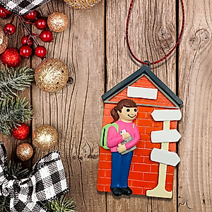 Personalized 1st Year College High School Freshman Christmas Ornament (Girl Brunette)