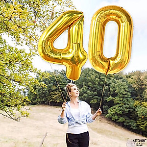 KatchOn, Gold 40 Balloon Numbers - Big, 40 Inch | Gold 40th Birthday Decorations for Men | Gold 40th balloons, 40th Birthday Balloons for 40th Birthday | Happy 40th Birthday Decorations for Women Gold