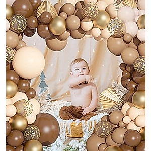 150PCS Brown Balloons Garland Arch Kit, Different Size Brown Nude Boho Blush Tan Neutral Beige Gold Balloons for Woodland Tedy Bear Baby Shower Wedding Jungle Safari Birthday Party Decorations