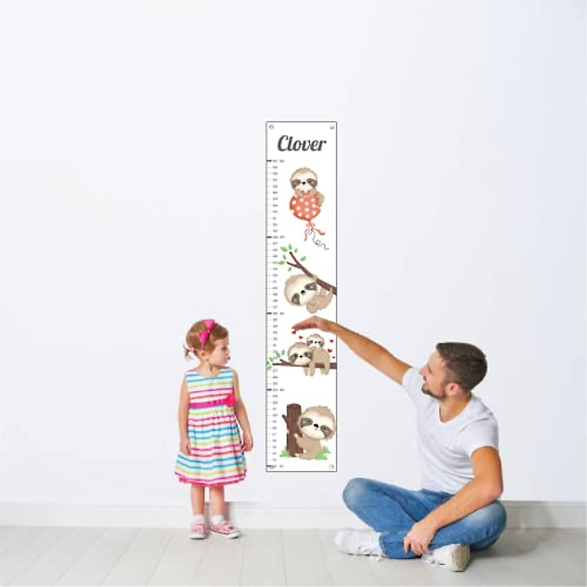 Personalized Kids Canvas Growth Chart, Height Chart, Growth Chart Banner, Sloth Theme