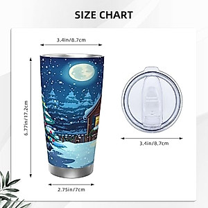 AYCZN Christmas 20 OZ Tumbler Stainless Steel Travel Coffee Mug, Snow House Insulated Water Bottle with Lid and 2 StrawsLeakproof Thermal Cup