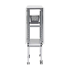 Sew Ready Foldable Hobby and Cutting Grid Table - 58.75" W x 36.5" D White Arts and Crafts Table with Grid Top and Silver Storage Drawers