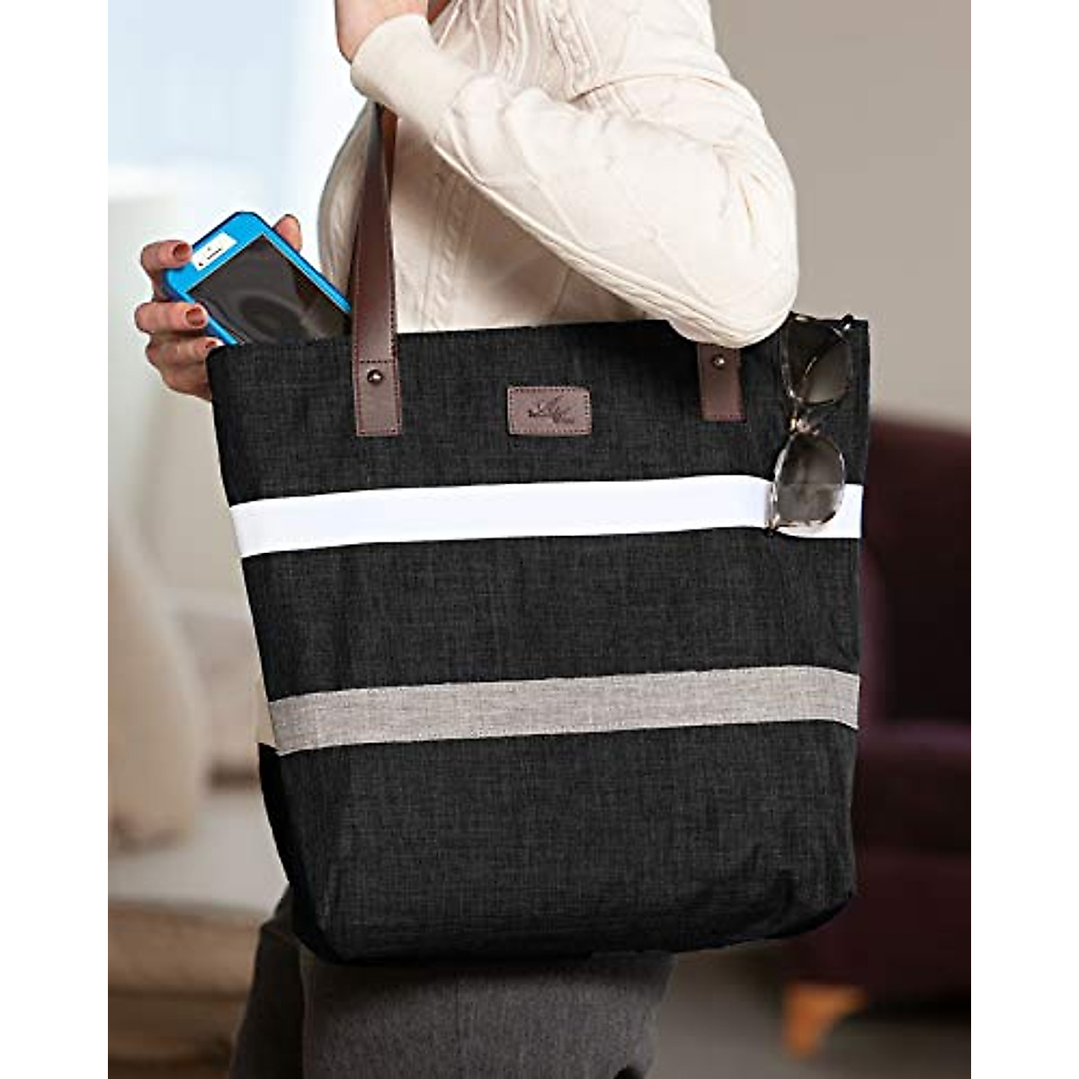 Aleah Wear Shoulder Tote Bag Purse Top Handle Satchel Handbag For Women Work School Travel Business Shopping Casual (Black) Upgraded