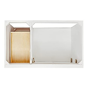 ARIEL 36" White Bathroom Vanity Base Cabinet, Right Offset Sink Configuration, 2 Soft-Closing Doors, 2 Full Extension Dovetail Drawers, 1 Enclosed Large Storage Shelf, Brushed Nickel