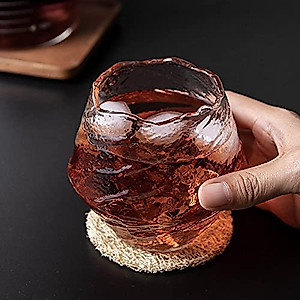 2 Pack Japanese Handmade Hammered Whiskey Glass Heat-resistant Juice Cup Liquor Whisky Crystal Wine Glasses Bar Tumblers for Drinking Bourbon, Scotch Whisky, Cocktails