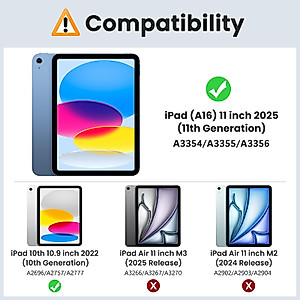 MoKo for iPad 11-inch (A16) 11th Generation Case 2025/ iPad 10th Generation Case with Pencil Holder 2022 10.9 inch, Built-in Screen Protector Clear Back, Multi Angle Viewing Stand, Nosegay