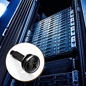 50 Pieces 10/32 Rack Screws 10/32 Rack Mount Screws Stainless Steel Rack Screws Black Server Rack Rail Screws Studio Screws with Nylon Rack Washers for Audio Server Rack Mounts Hardware Rails