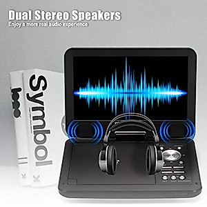 atune analog 10in LCD Screen DVD Player Portable CD Player Digital Panel Built-in Rechargeable Battery Overheated Protection AV Output Input and Earphone Jack, Black (PDV-1010)