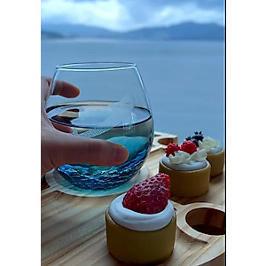 Valentines Day Gifts from Daughter, Whale Shark Handmade Engraved Crackle Stemless Wine Glass 18 Ounces Hawaiian Gifts for Women